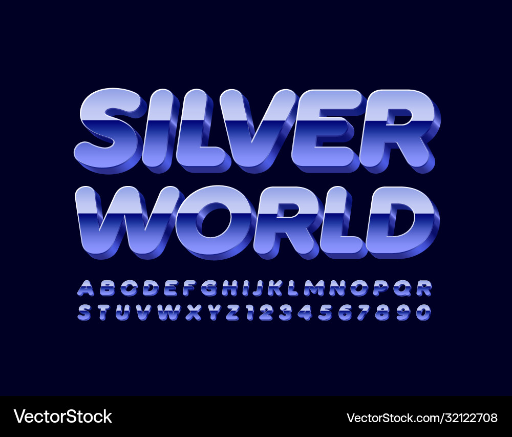 Modern sign silver world reflective font Vector Image