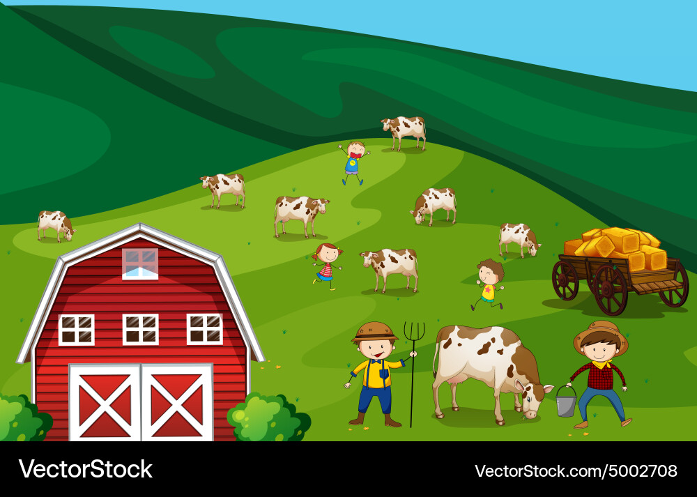 Rural Farm Scene Royalty Free Vector Image - VectorStock