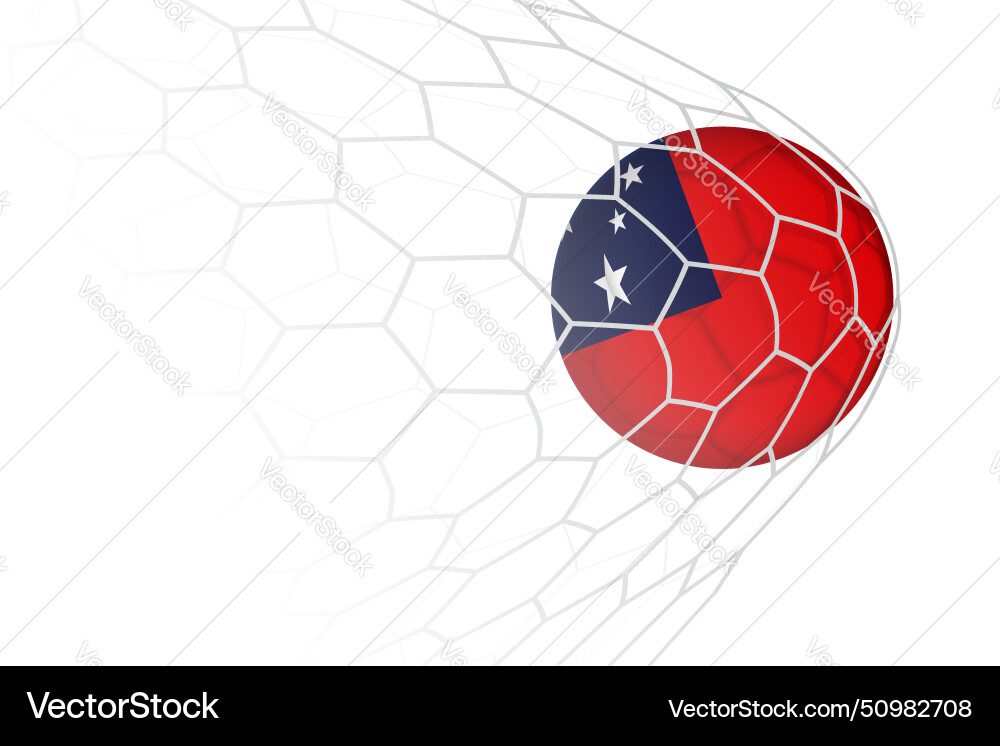 Samoa flag soccer ball in net Royalty Free Vector Image