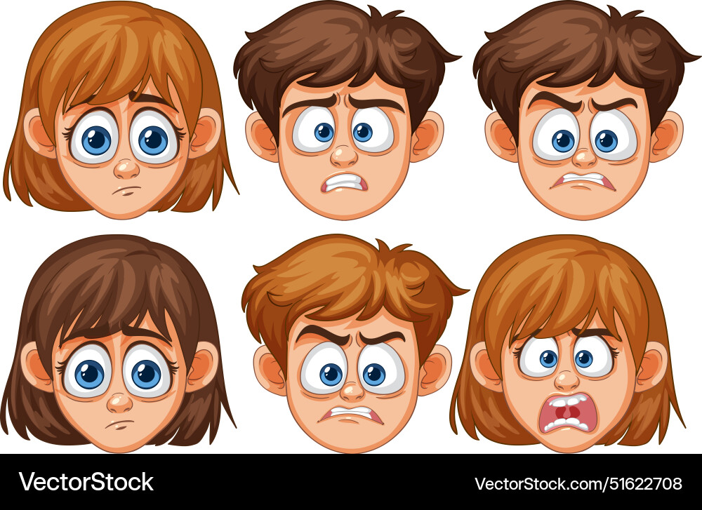 Various emotions depicted on cartoon faces Vector Image