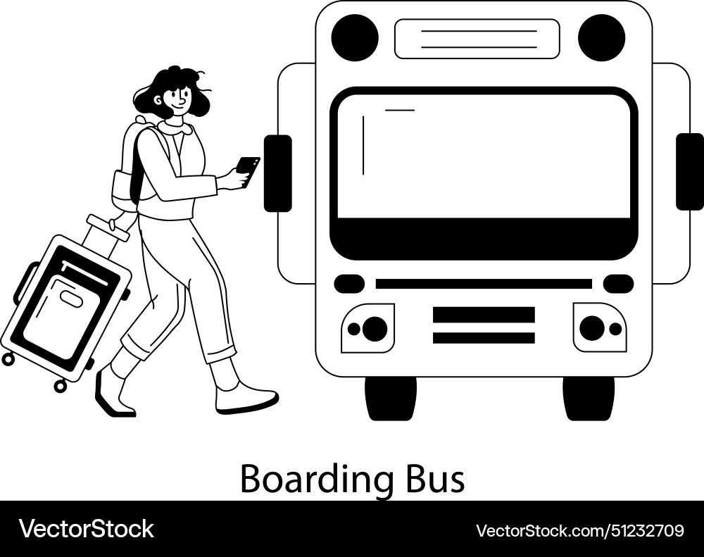 Boarding bus Royalty Free Vector Image - VectorStock