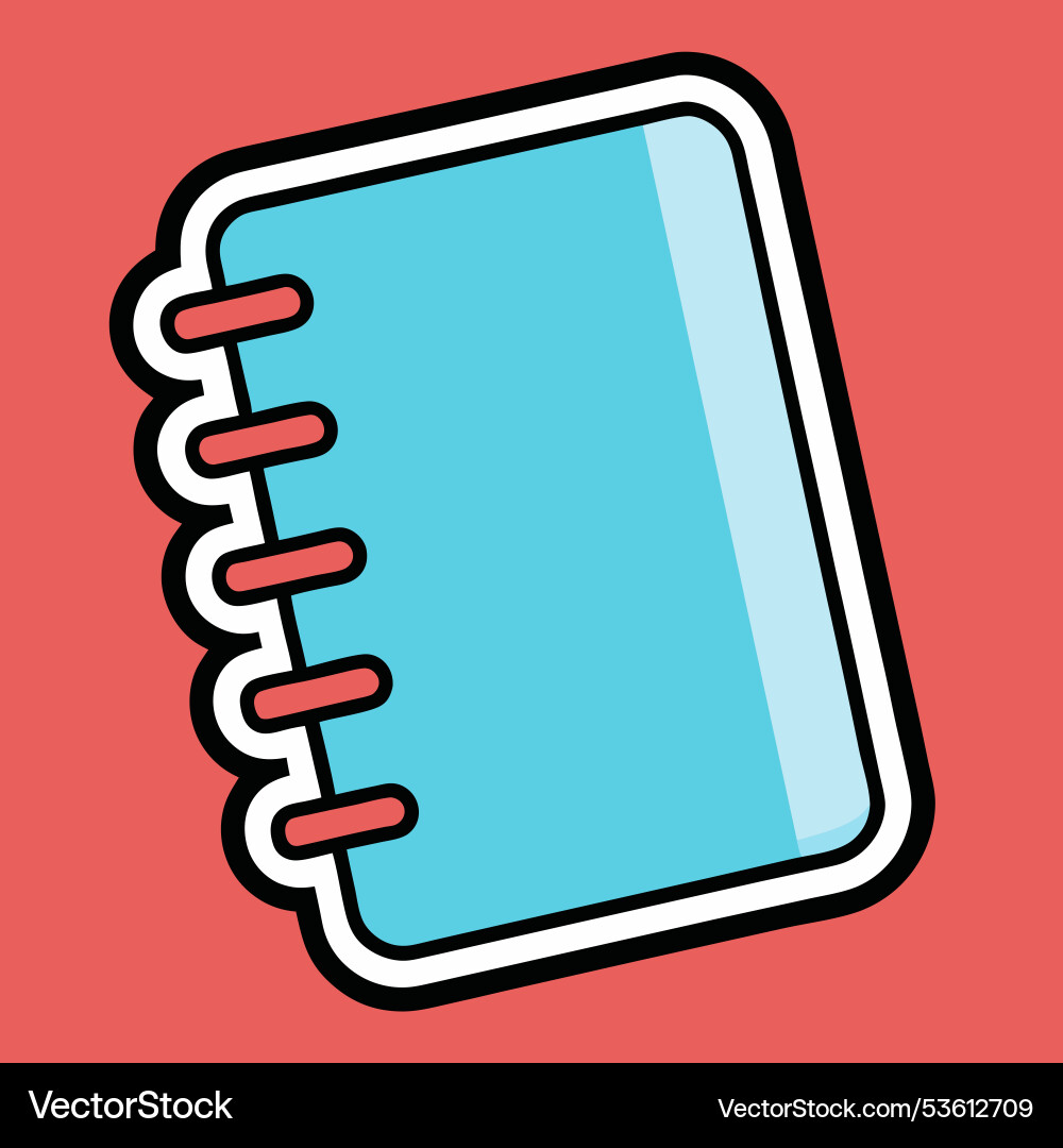 Closed notebook sticker with spiral binding Vector Image