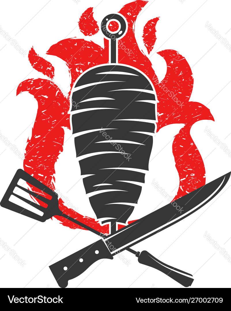 Delicious Kebab with Knife and Fork Royalty Free Vector