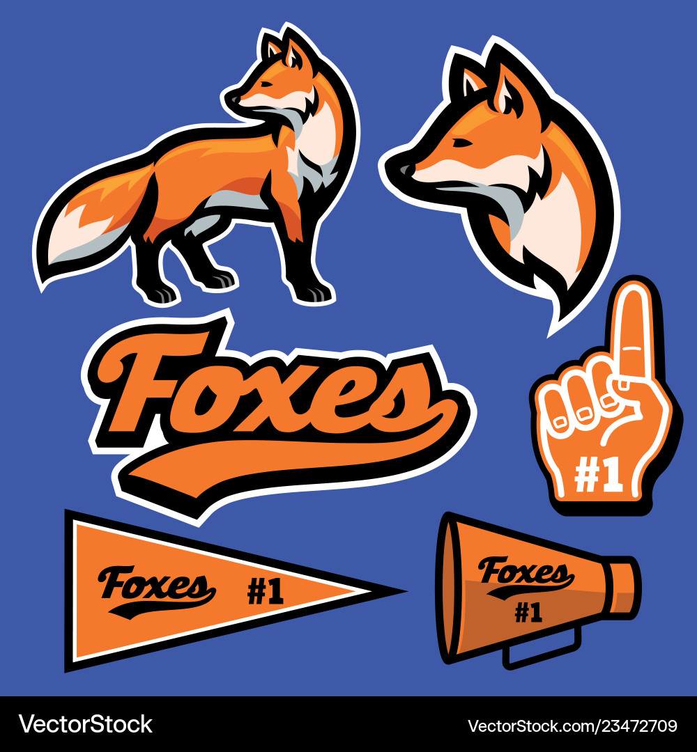 Fox mascot set collection in sport style Vector Image