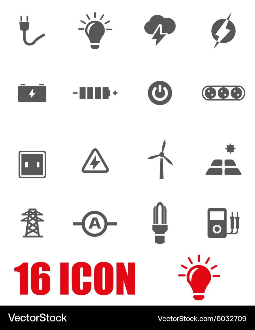 Grey electricity icon set Royalty Free Vector Image