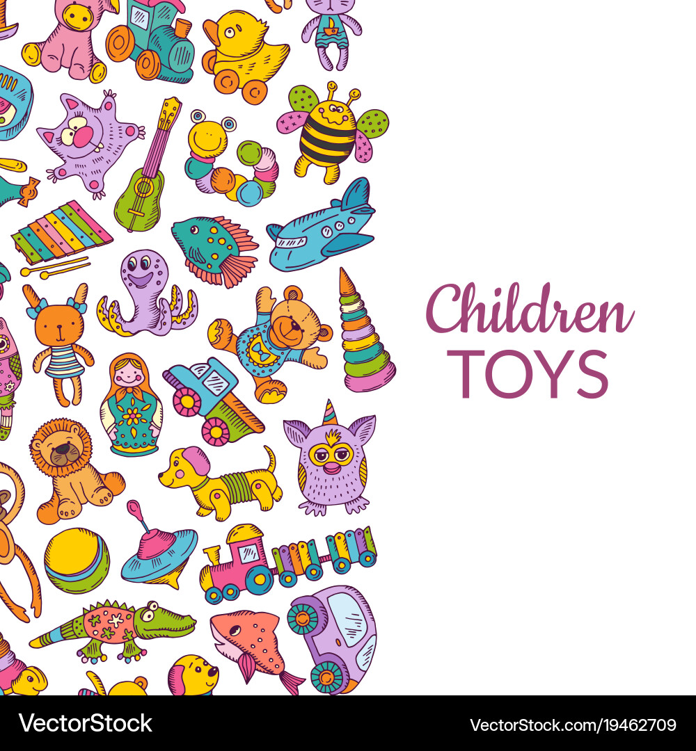 Hand drawn children or kid toys Royalty Free Vector Image