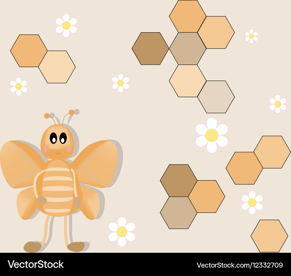 Happy cartoon bee background Royalty Free Vector Image