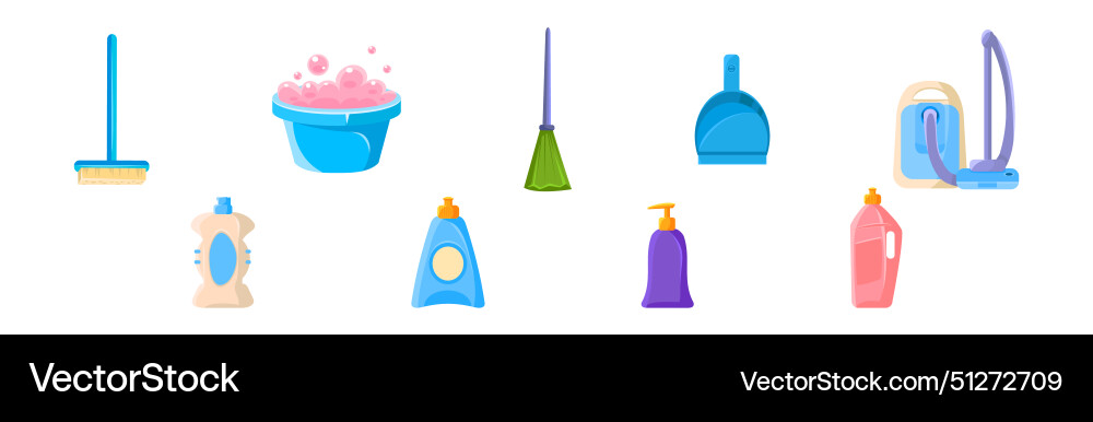 Home cleaning object and equipment for cleanup Vector Image