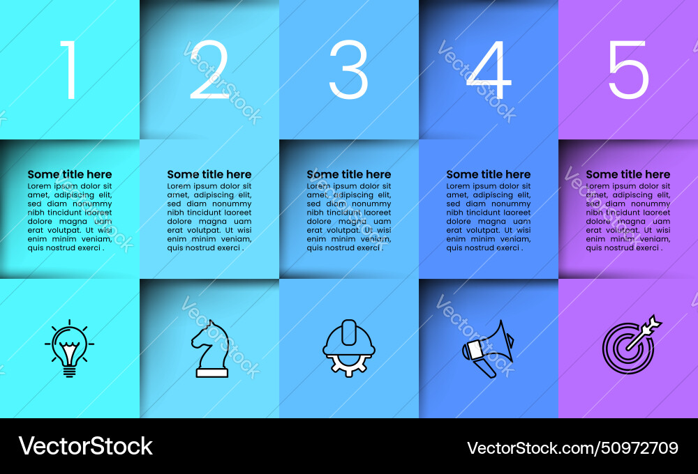 Infographic template 5 folded paper square banners