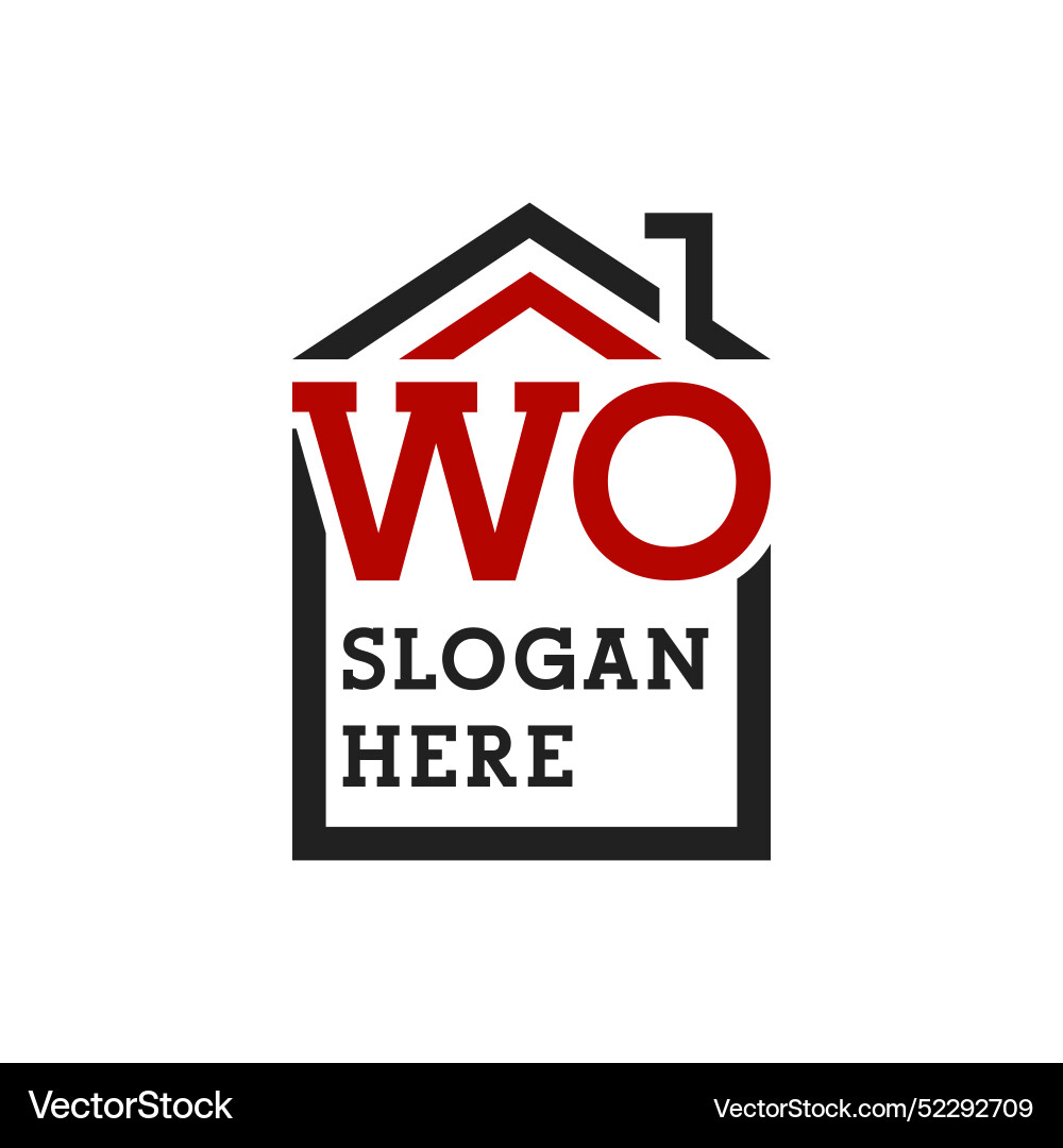 Initial wo house logo for roofing letter real Vector Image