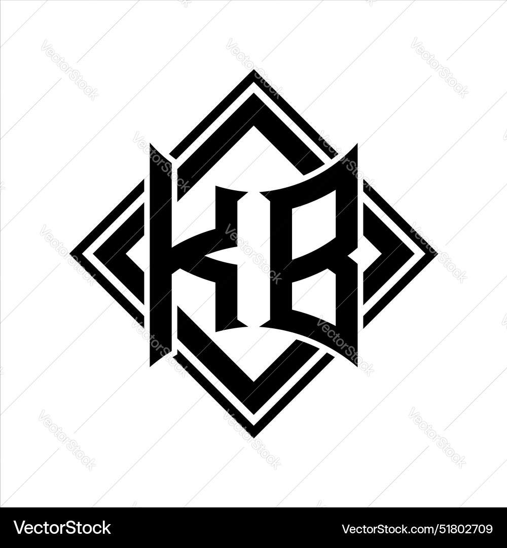 Kb letter logo with abstract shield shape Vector Image