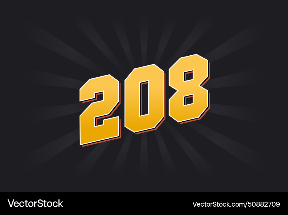 Nummer 208 Schriftart Alphabet gelb Lizenzfreier Vektor