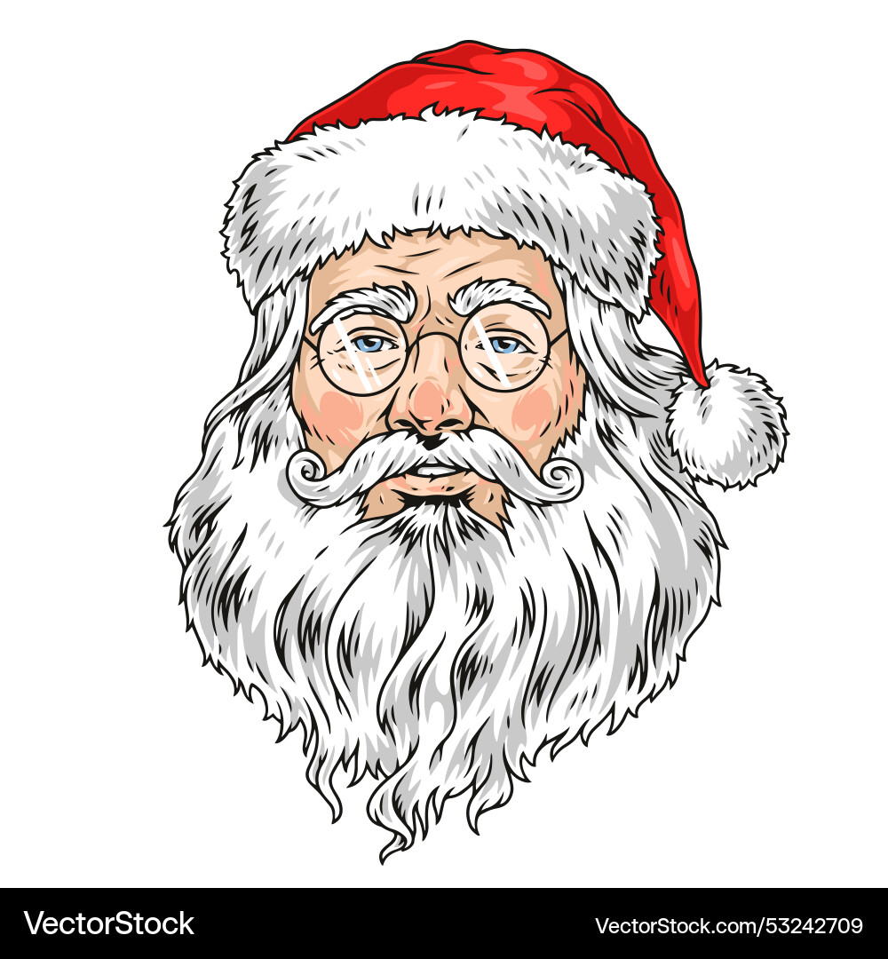 Santa claus face element colorful Royalty Free Vector Image