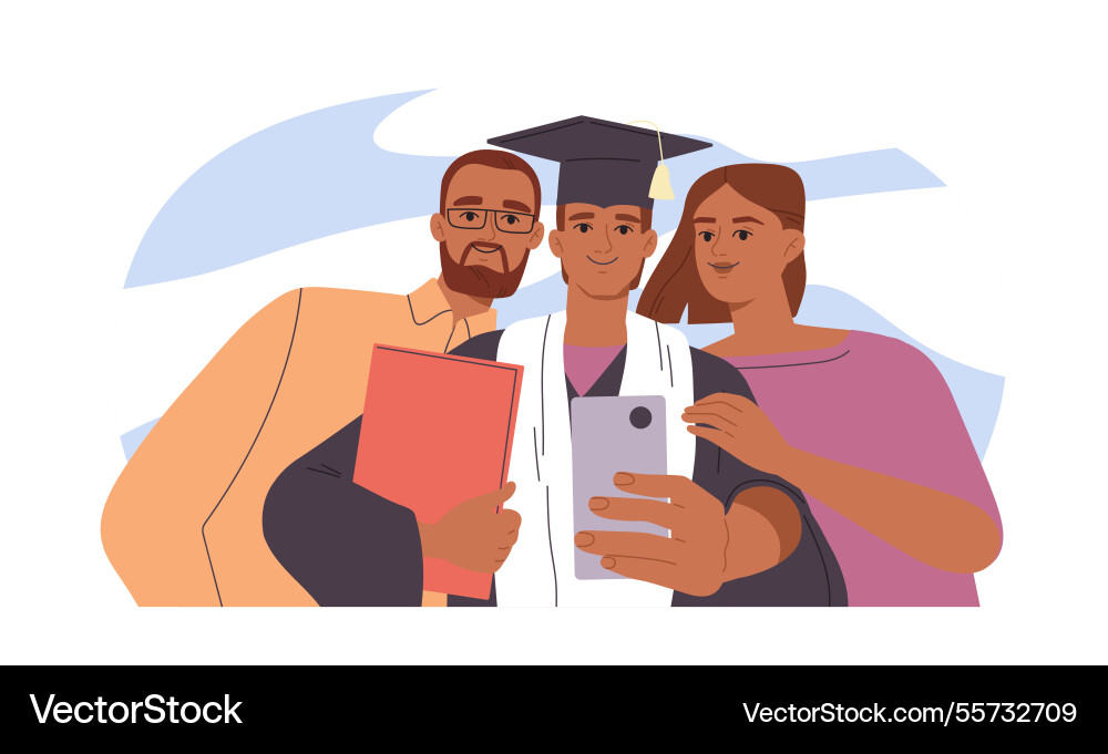 University students life happy young graduate guy Vector Image