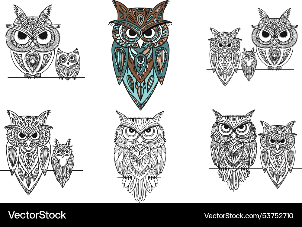 Aowl pecha set Royalty Free Vector Image - VectorStock