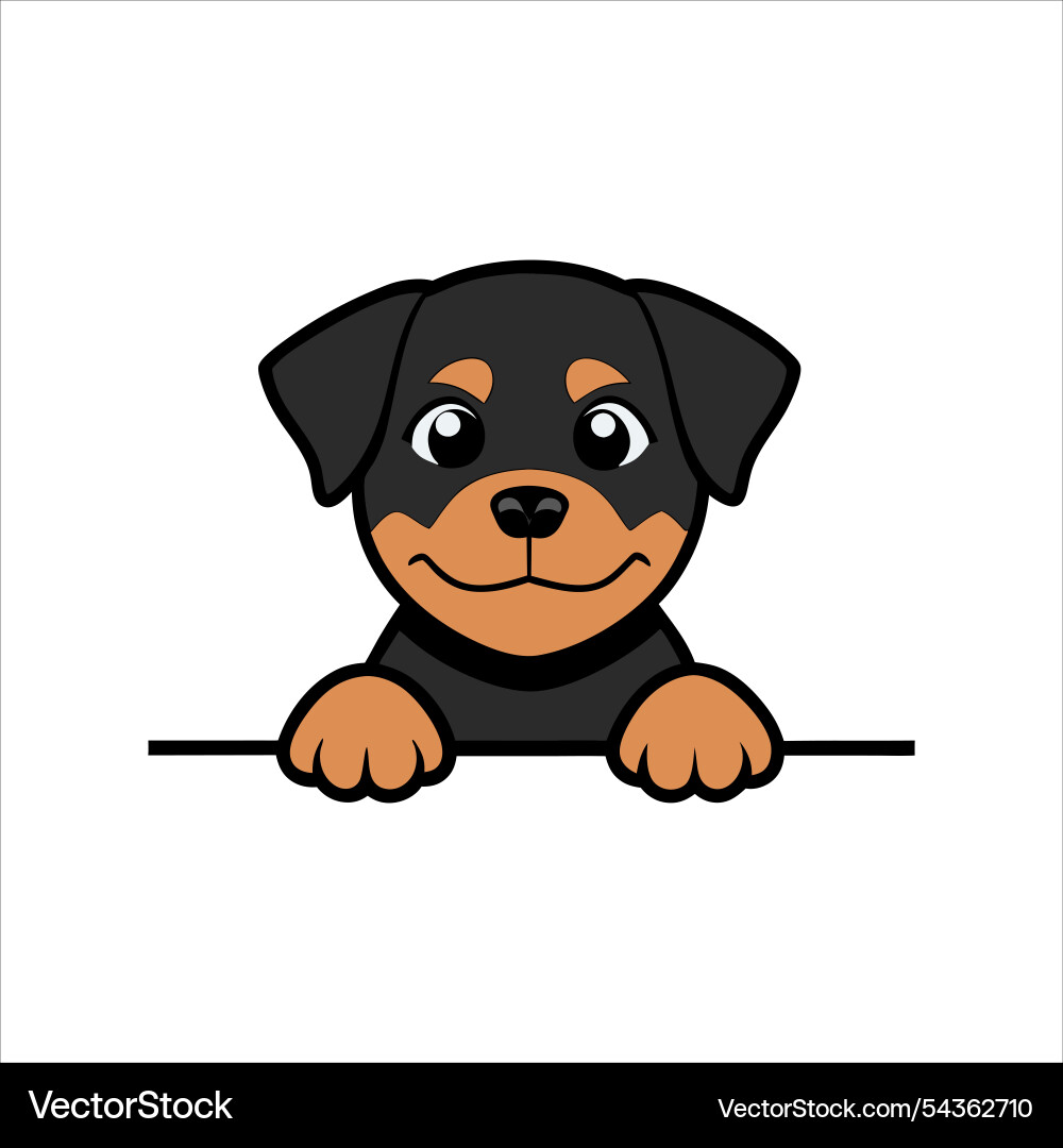 Cute rottweiler peeking face svg Royalty Free Vector Image