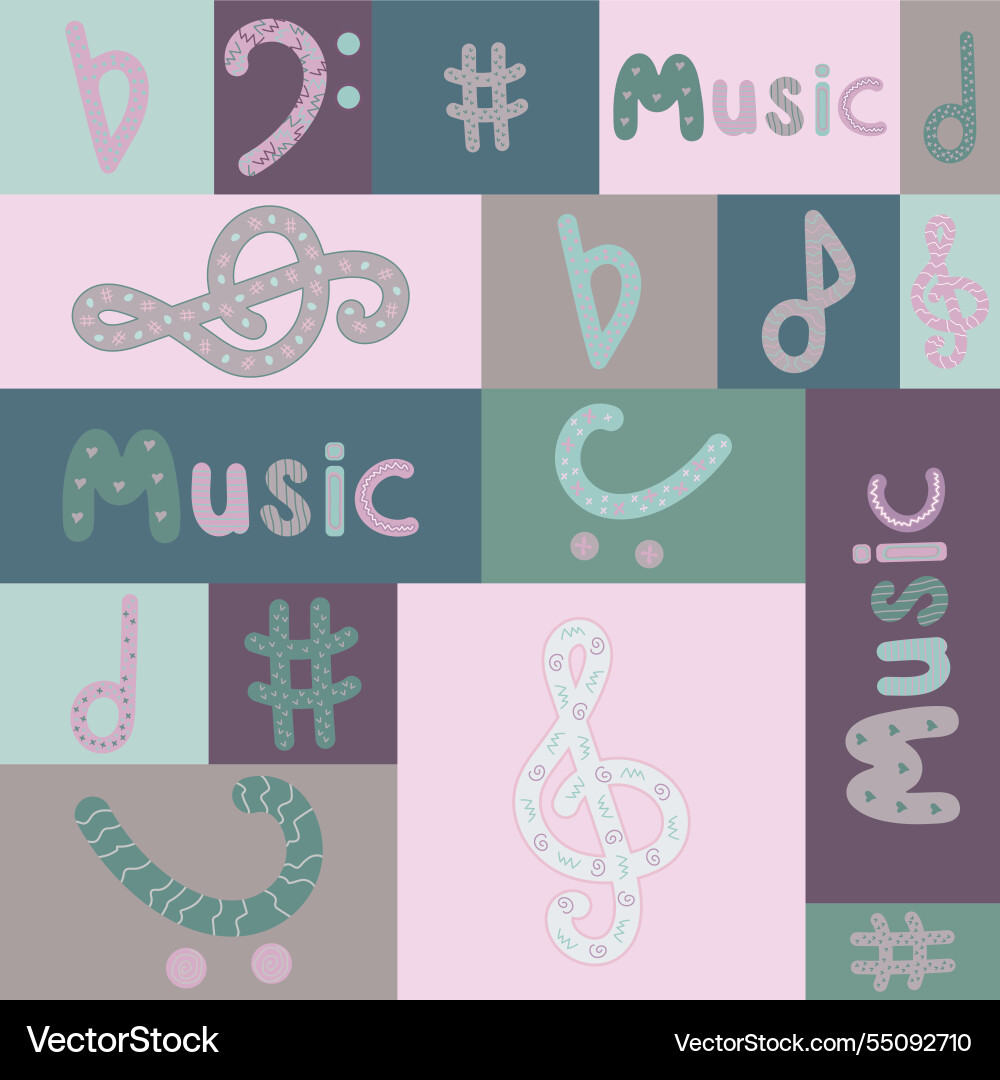 Multicoloured music pattern Royalty Free Vector Image