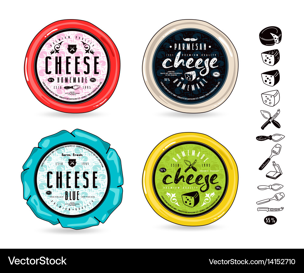 Set of template labels for cheese Royalty Free Vector Image
