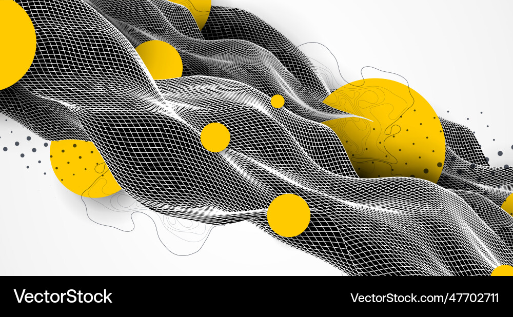 Abstract waves is made in a wireframe style Vector Image
