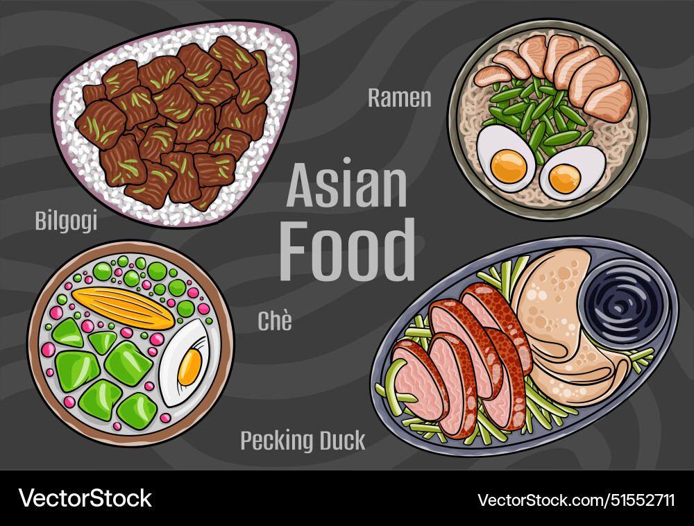 Asian food art hand-drawn Royalty Free Vector Image