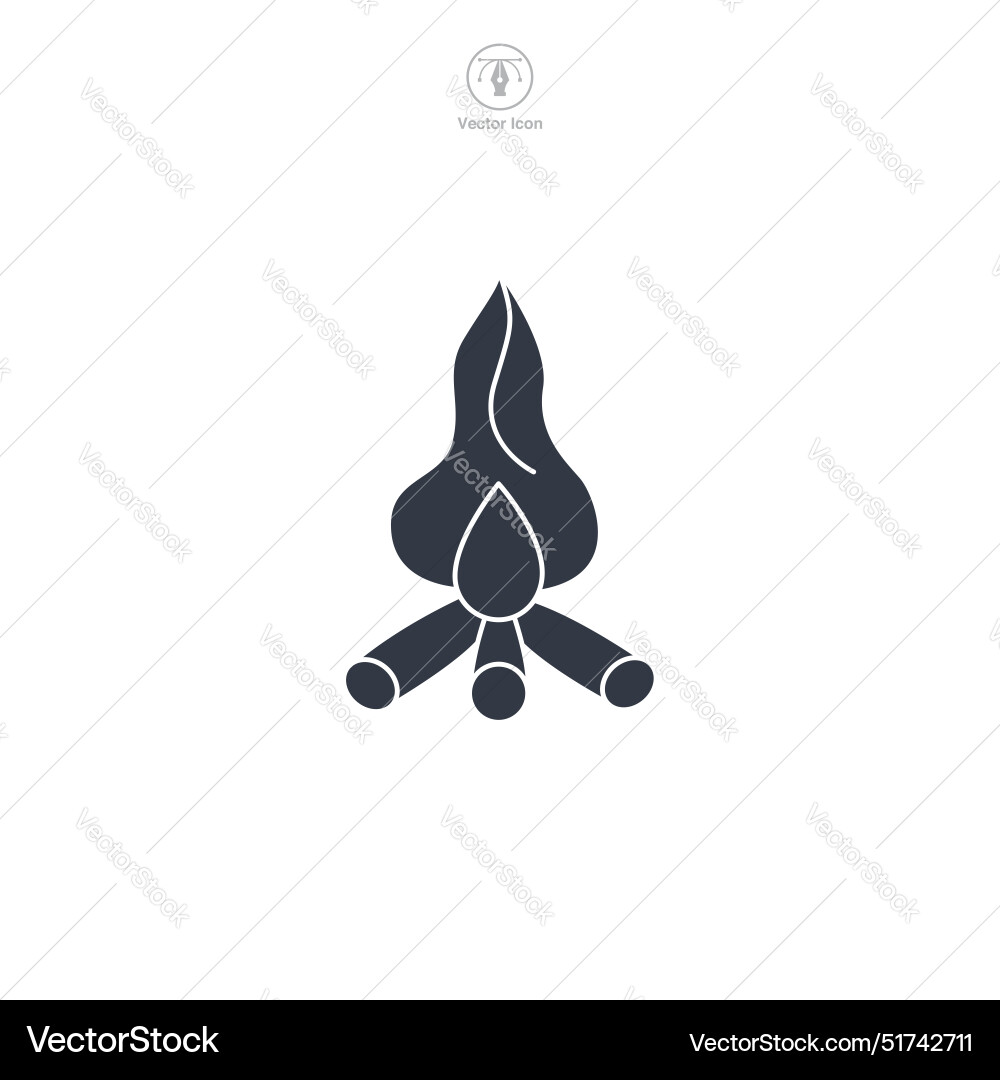 Campfire icon symbol isolated on white background Vector Image
