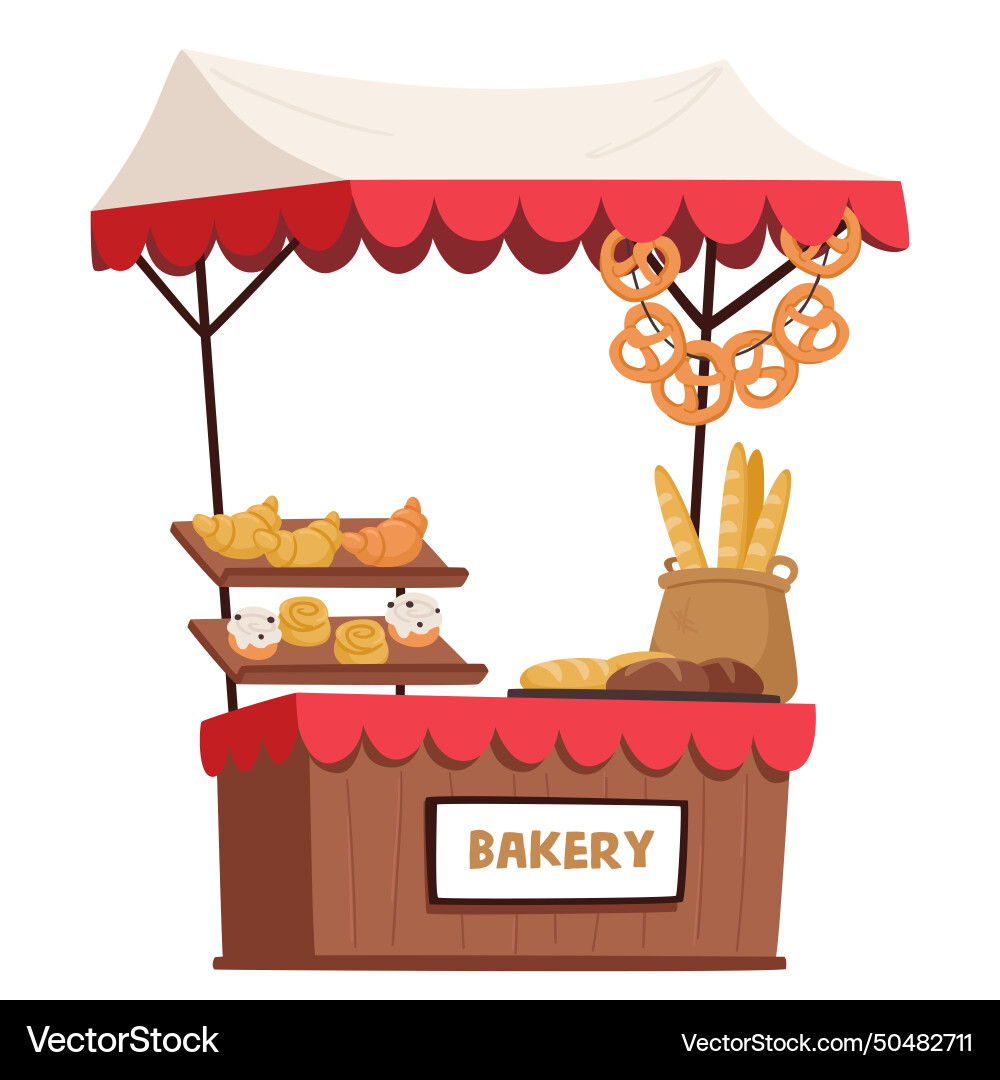 Charming bakery stall kiosk adorned Royalty Free Vector