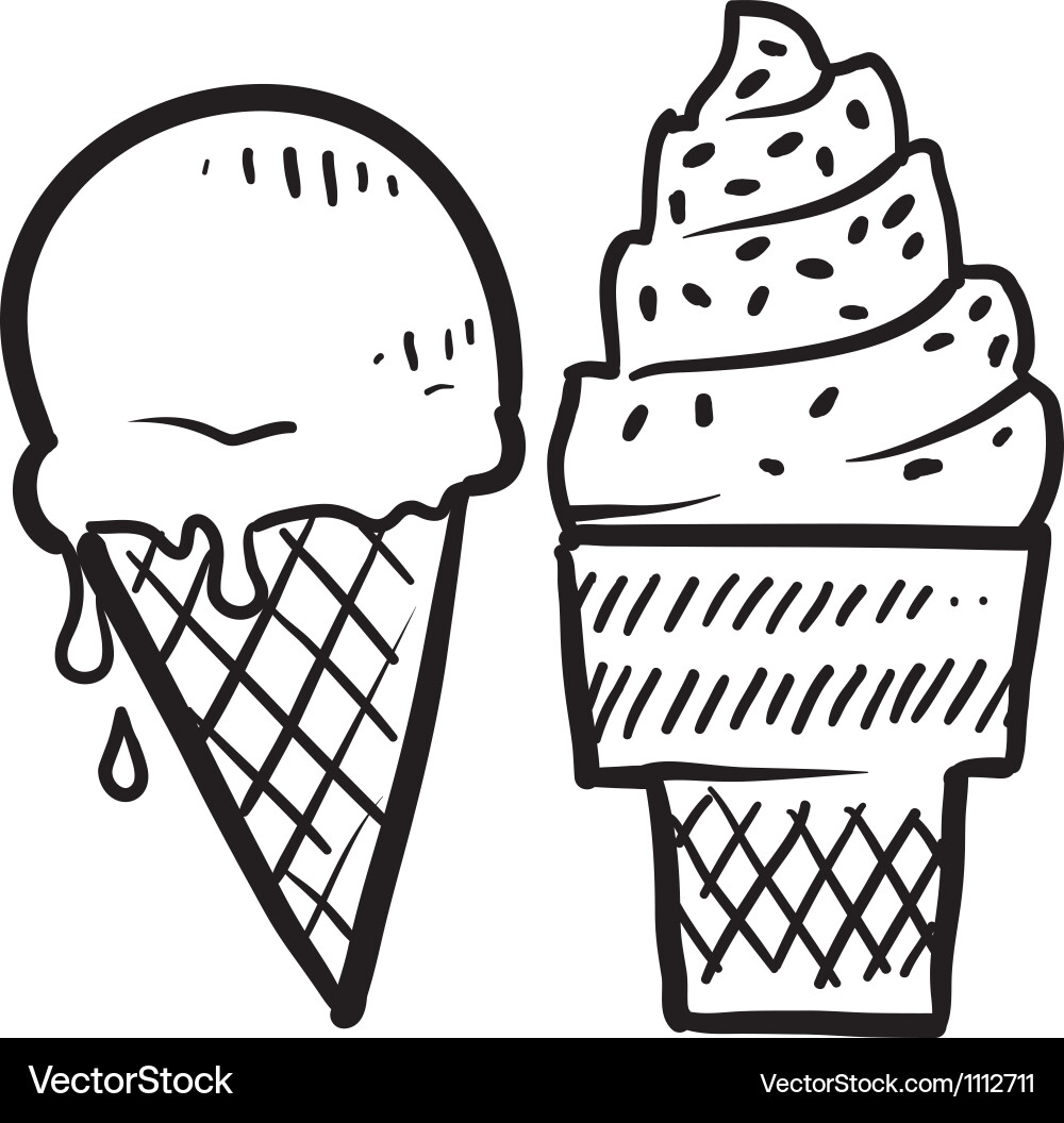 Cute Doodle Ice Cream Cone Royalty Free Vector Image