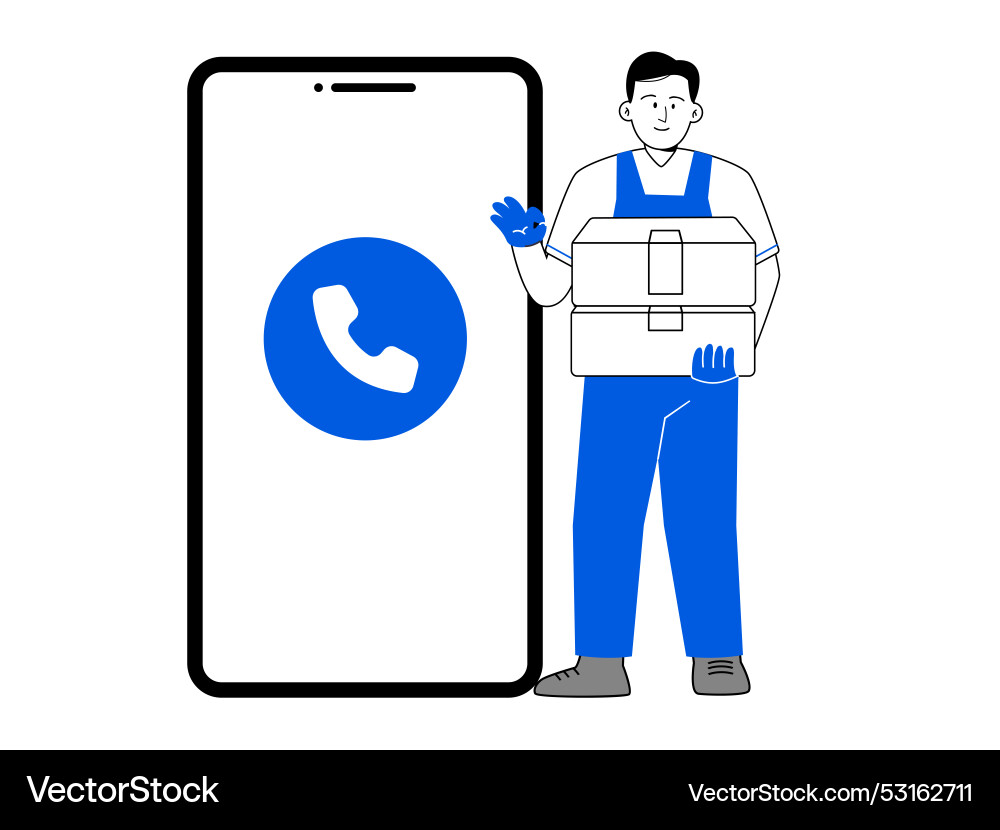 Delivery call center contact connect man postman Vector Image