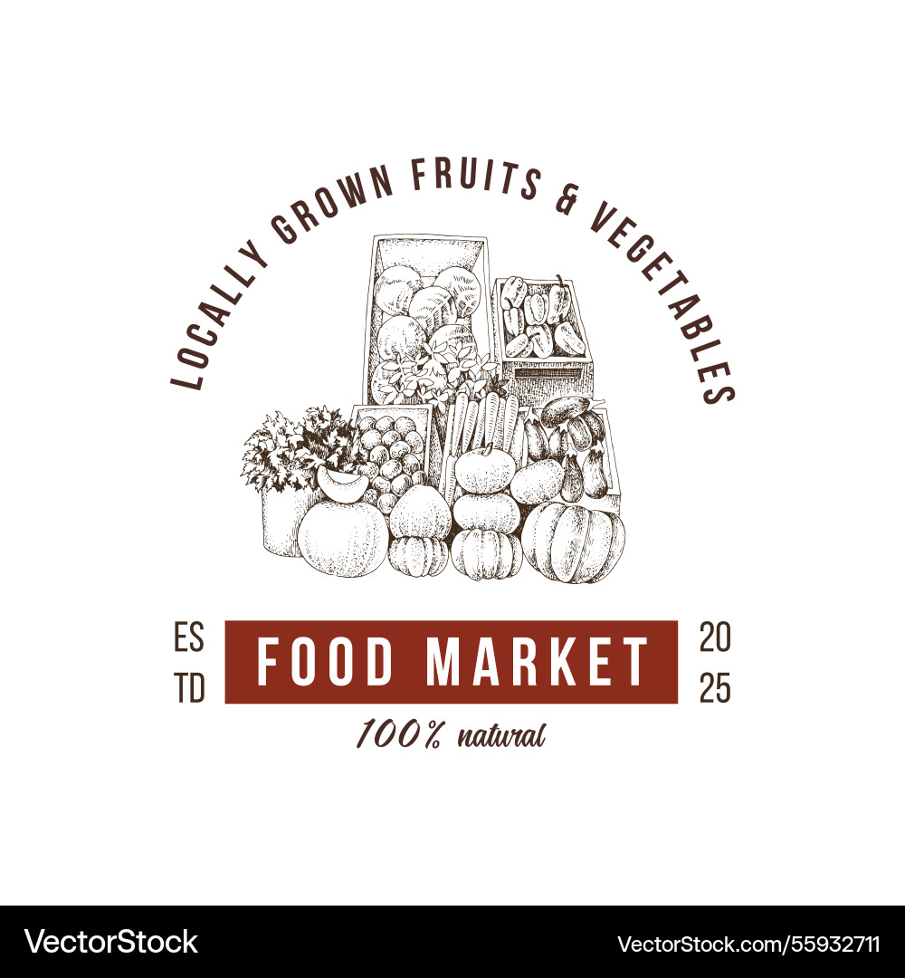 Local market logo template with stand Royalty Free Vector
