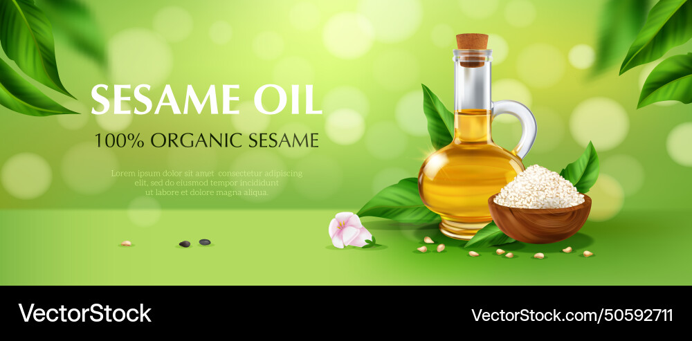 Realistic sesame poster Royalty Free Vector Image