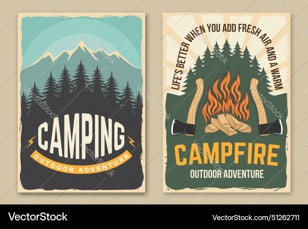 Set of camping retro posters Royalty Free Vector Image