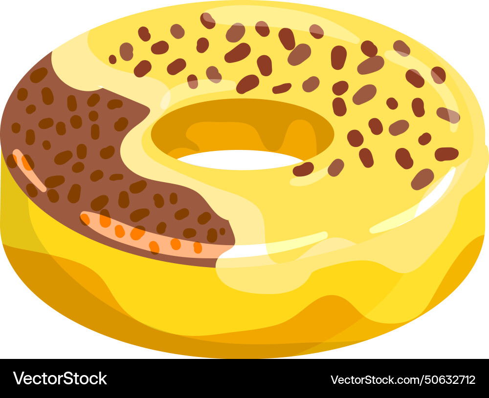 Chocolate vanilla glazed donut sprinkles Vector Image