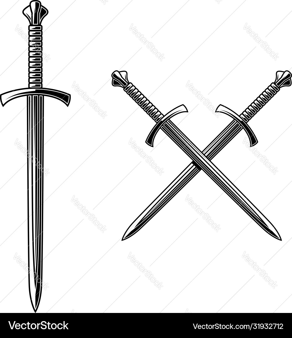 Crossed daggers in engraving style design element Vector Image
