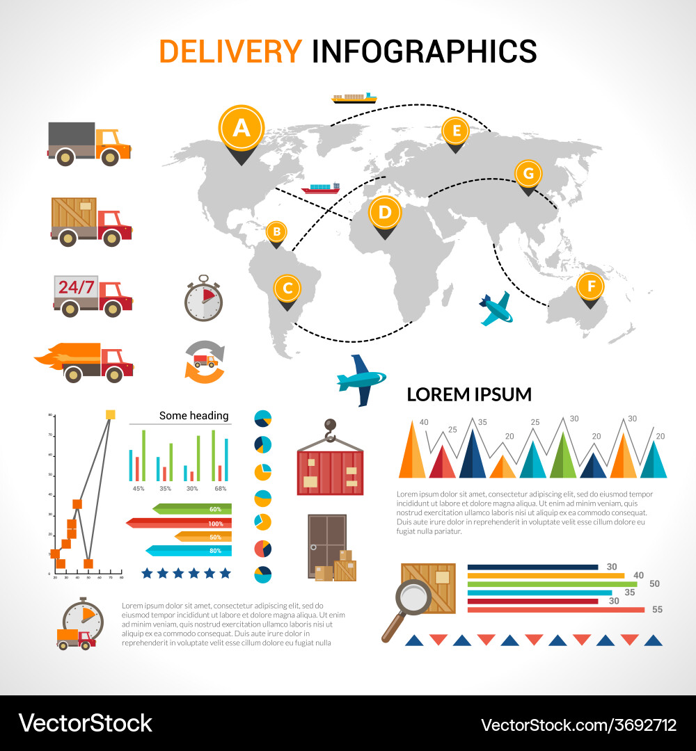 Delivery Infographics Set - Logistics Royalty Free Vector