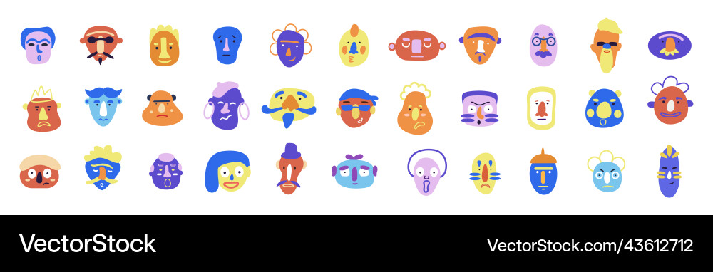 Expression avatar characters facial fun happy Vector Image
