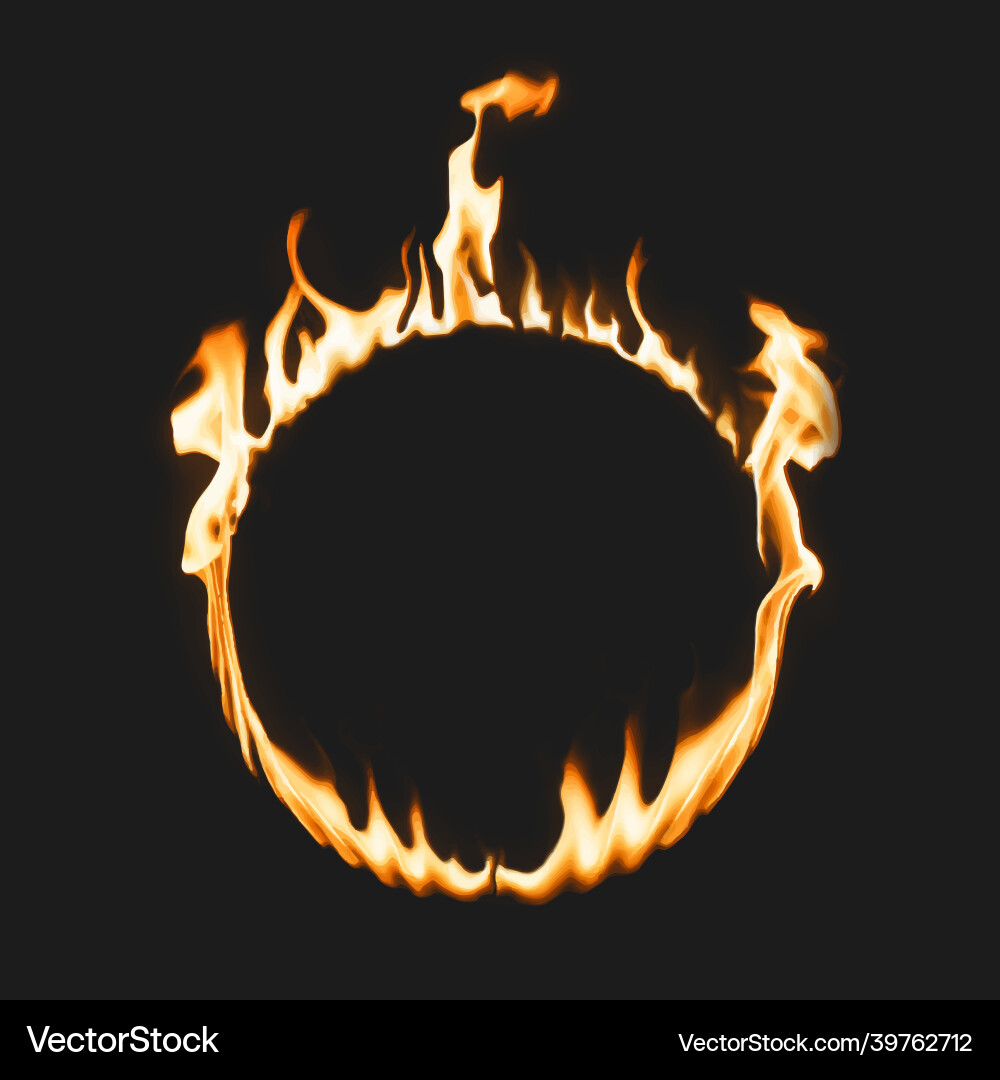 Flame frame circle shape realistic burning fire Vector Image