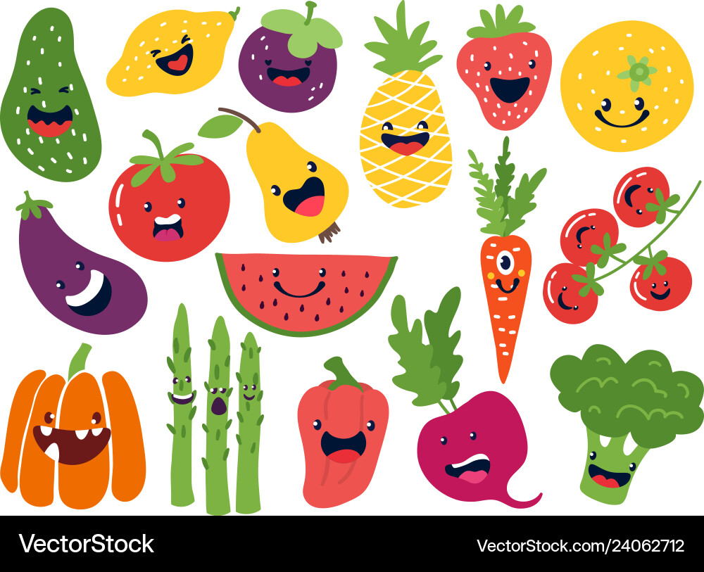 Funny Vegetable Smiley Faces Royalty Free Vector Image