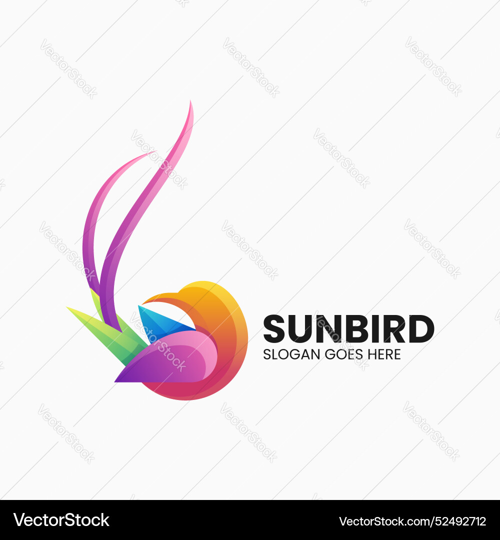 Logo sun bird gradient colorful style Royalty Free Vector