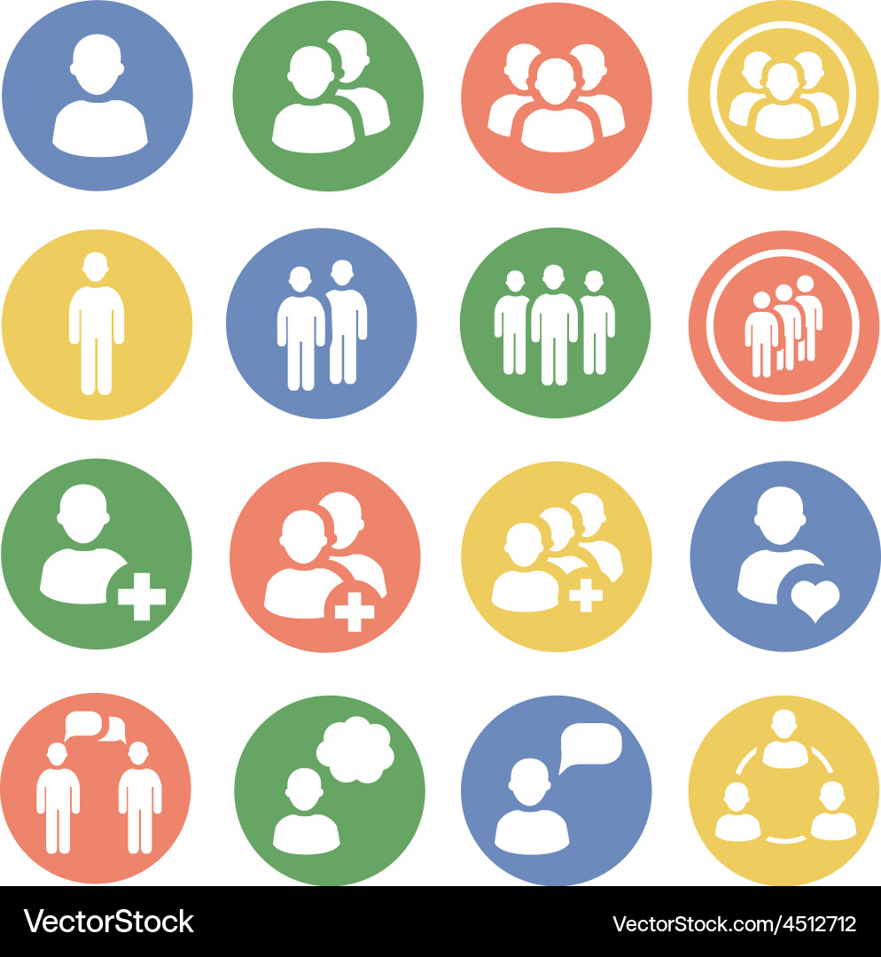 People and social colored icon set Royalty Free Vector Image