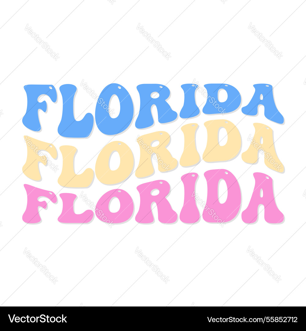 Wavy florida usa lettering design Royalty Free Vector Image