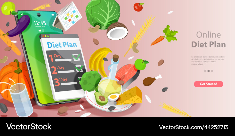 3d conceptual of online diet Royalty Free Vector Image