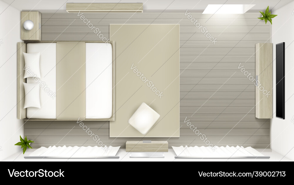 Bedroom interior top view modern 3d home room Vector Image