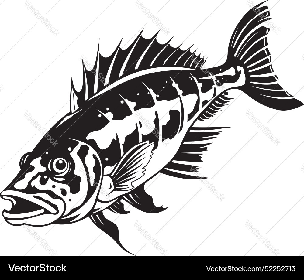 Bonefish behemoth black icon for predator fish Vector Image
