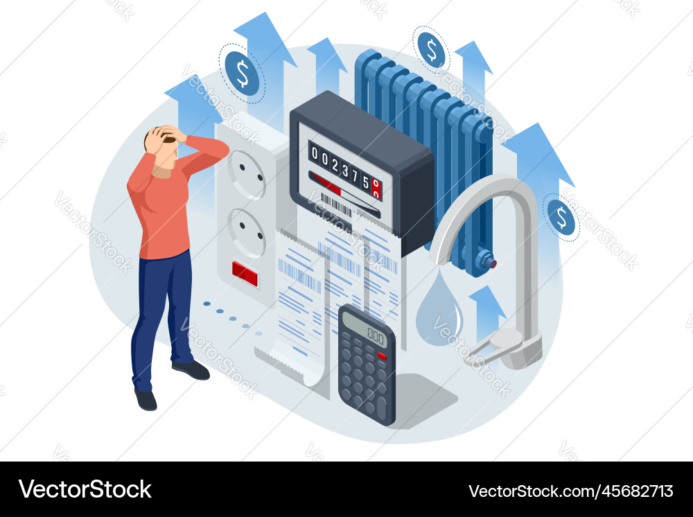 Isometric online bill payment home utilities Vector Image