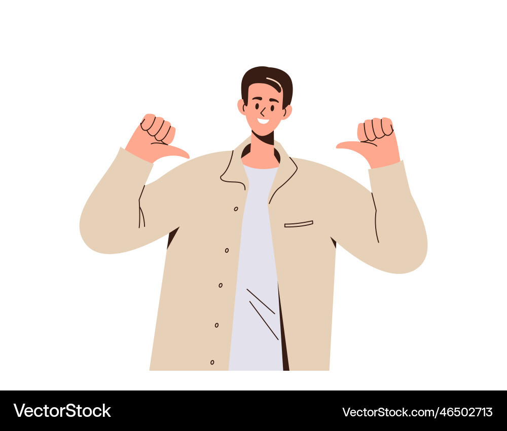 Proud successful businessman character pointing Vector Image