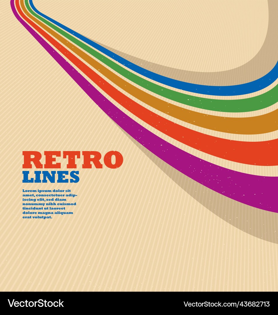 Retro style abstract background with curve lines Vector Image
