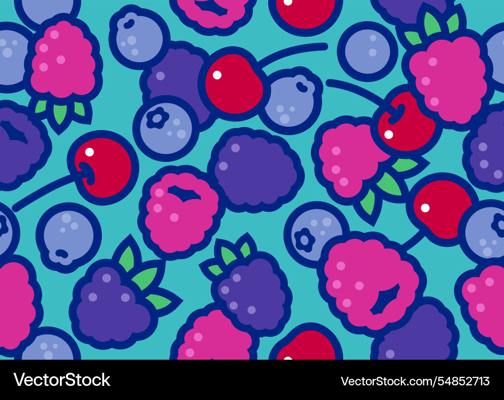 Seamless pattern different berries leaves Vector Image