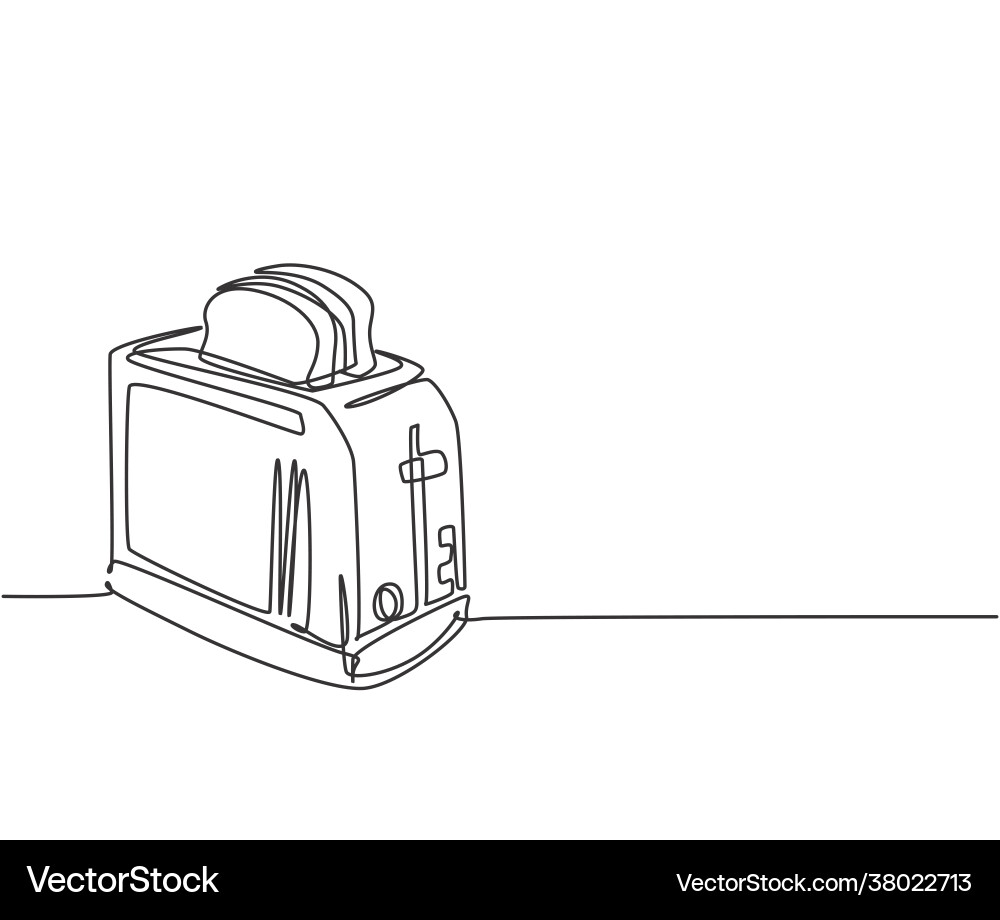 Single Line Bread Toaster Drawing Royalty Free Vector Image