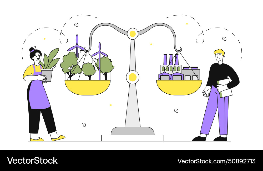 Trees vs factories simple Royalty Free Vector Image