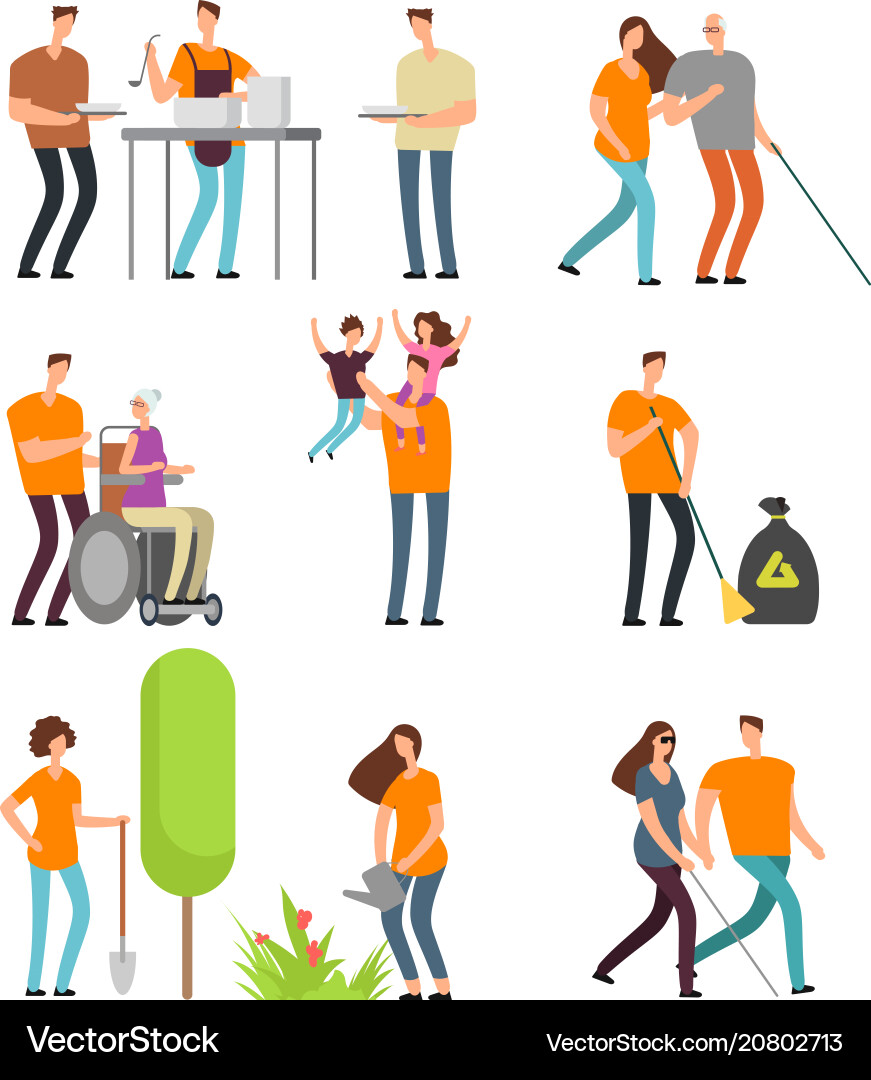 Volunteers Helping Community & Environment Vector Image